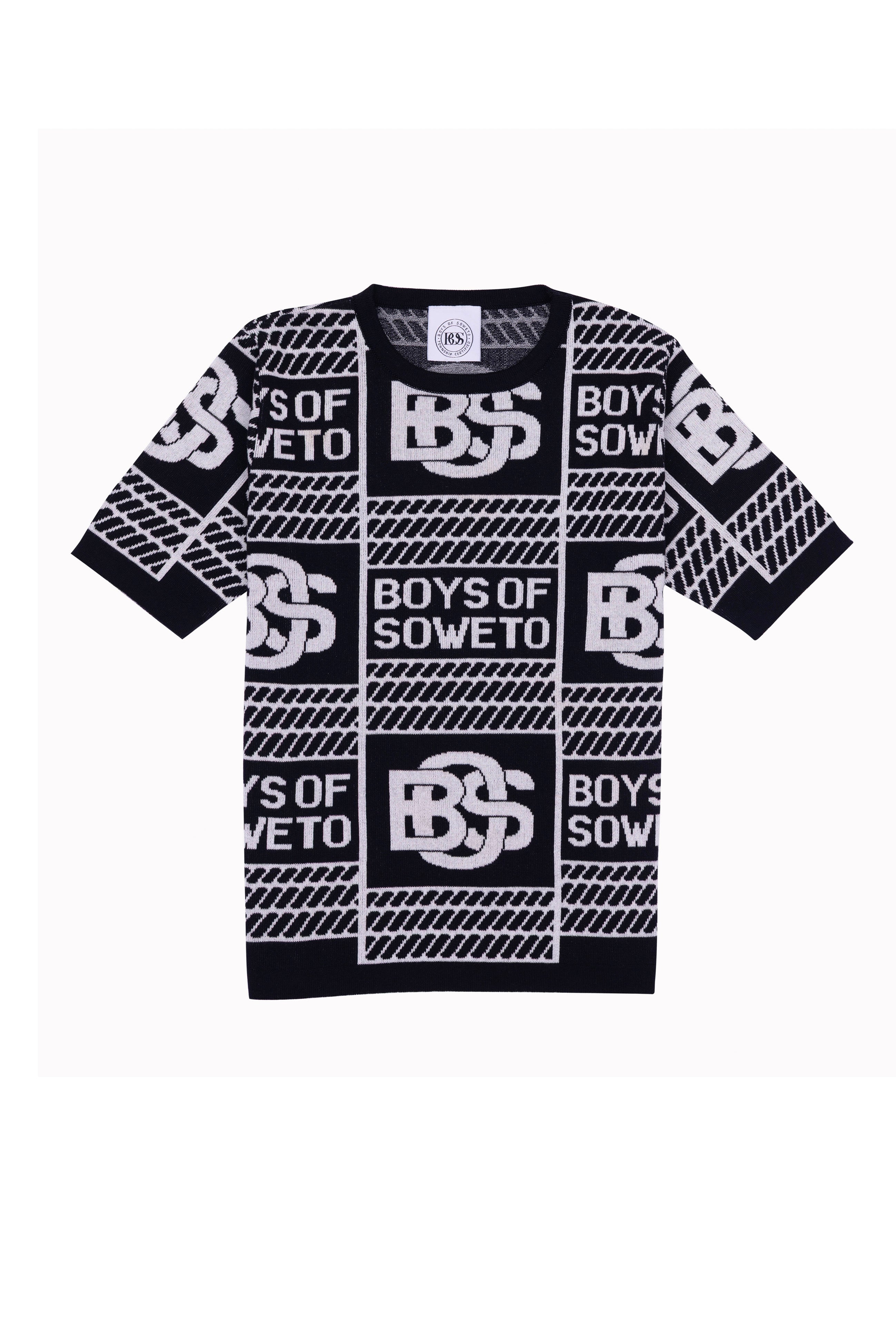 Print Pattern Crew Neck T-shirt - Black & White – Boys of Soweto